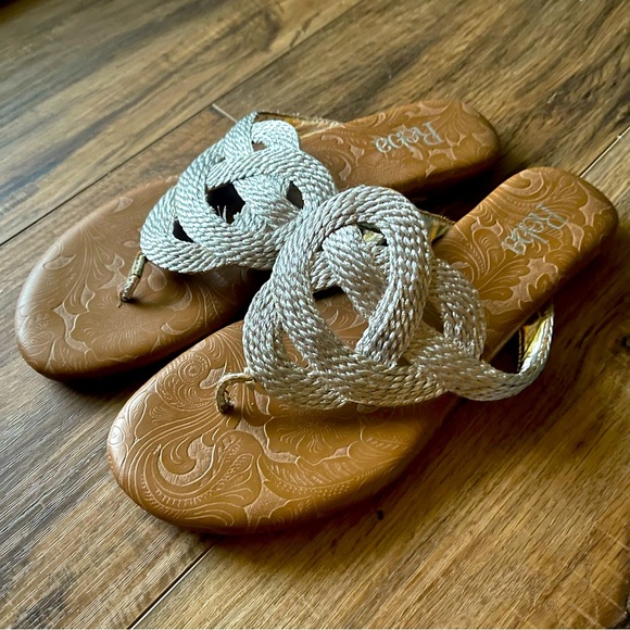 Reba | Shoes | Reba Silver Rope Flat Sandals Sz 7 | Poshmark
